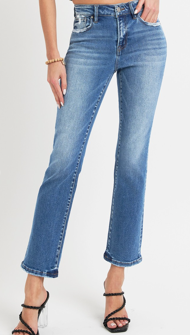 Home All Is Well Mid Rise Ankle Straight Jeans - Risen